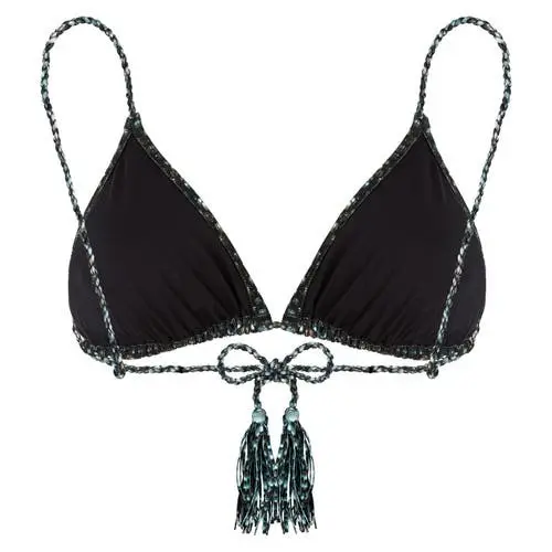 Vilebrequin Pearl Jersey Rope Tresses Triangle Bikini Top - Noir