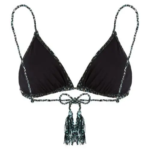 Vilebrequin Pearl Jersey Rope Tresses Triangle Bikini Top - Noir