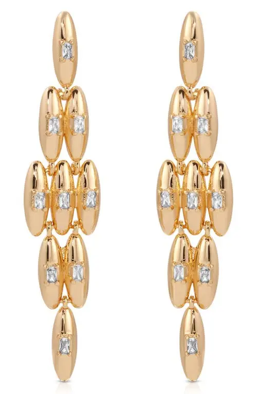 Ettika Baguette Cubic Zirconia Chandelier Earrings - Gold
