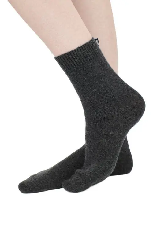 Gobi Cashmere Jersey Knit Bed Socks - Charcoal