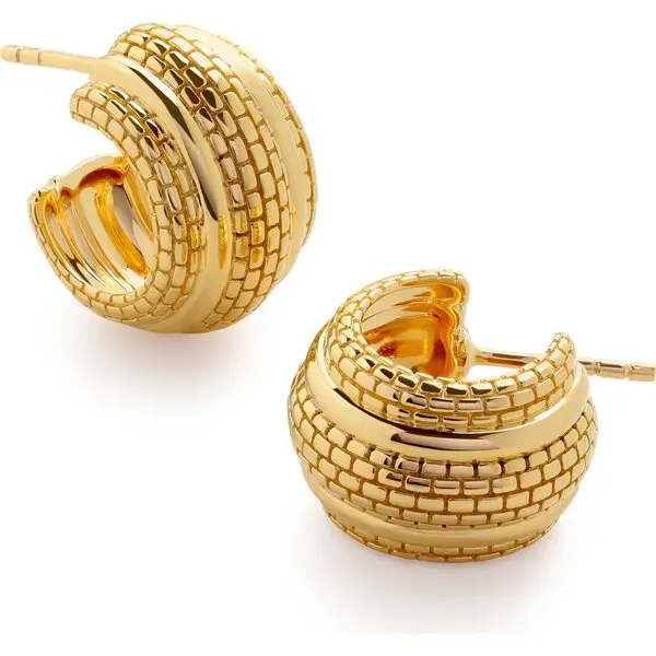Monica Vinader Heirloom Chunky Huggie Hoop Earrings - 18ct Gold Vermeil