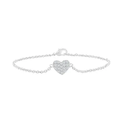 DONATELLO GIAN Name' Crystal Heart Bracelet - Silver