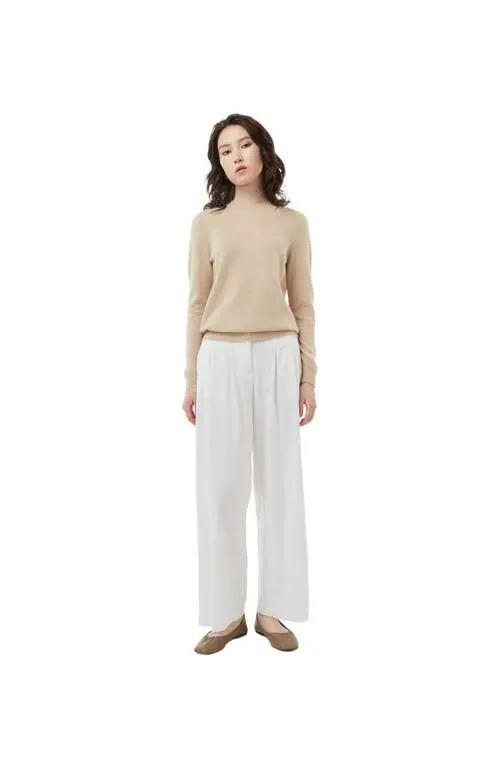 Gobi Cashmere Cashmere Hat And Crew Neck Sweater Set - Beige