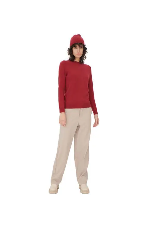 Gobi Cashmere Cashmere Hat And Crew Neck Sweater Set - Cabernet