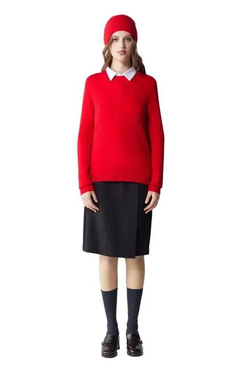 Gobi Cashmere Cashmere Hat And Crew Neck Sweater Set - Hibiscus