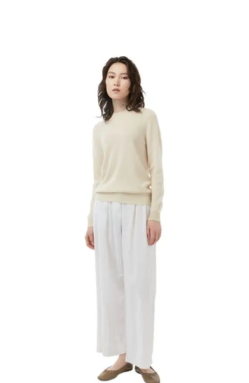Gobi Cashmere Cashmere Hat And Crew Neck Sweater Set - Off White