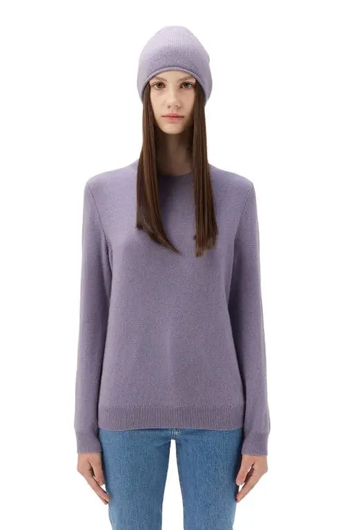 Gobi Cashmere Cashmere Hat And Crew Neck Sweater Set - Purple Ash