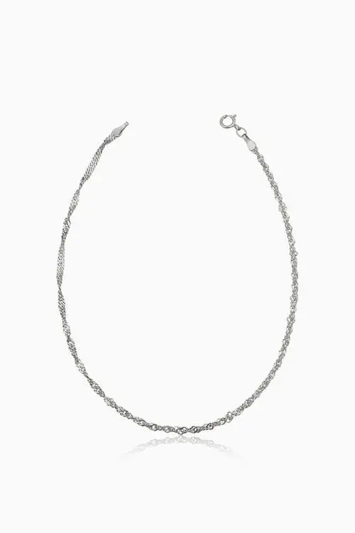 ORADINA 14k Gold Spirah Anklet - White Gold