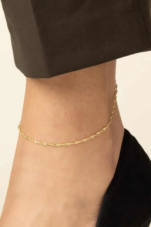 ORADINA 14k Gold Spirah Anklet - White Gold