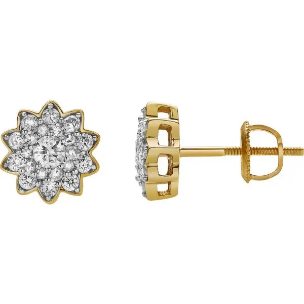 LUVMYJEWELRY Florana Cluster Diamond Earrings - 10k Yellow Gold