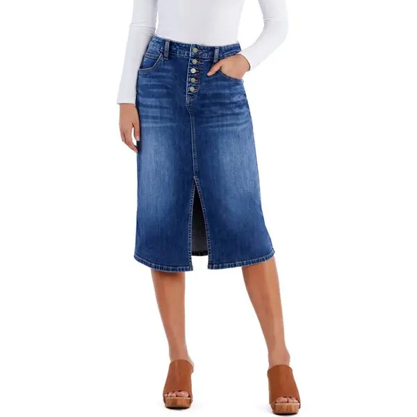 WASH LAB DENIM Rory Front Slit Denim Skirt