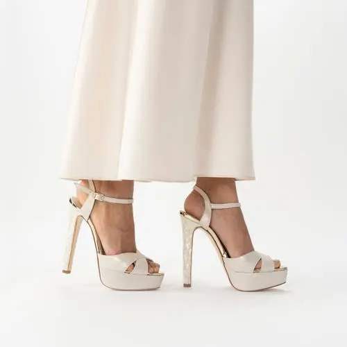 FREYA ROSE Ankle Strap Platform Heel Sandal - Ivory