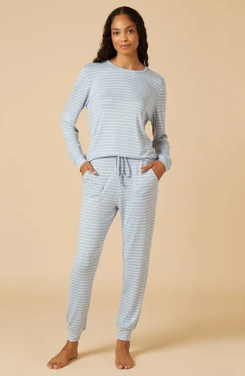 SOFTIES Dream Jersey Lounge Set - Sky Blue Stripe