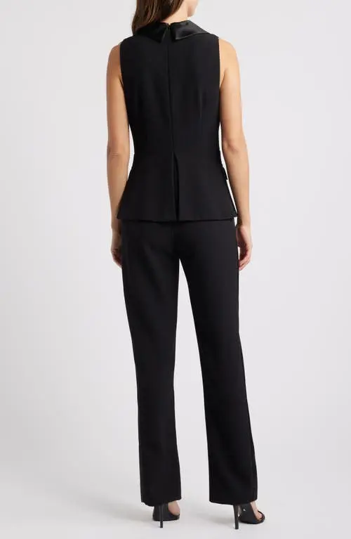 Eliza J Sleeveless Peplum Waistcoat Jumpsuit - Black