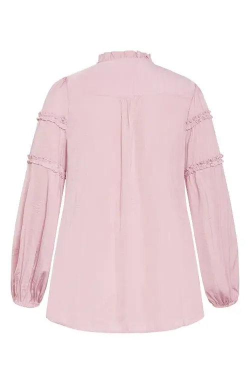 City Chic Crinkled Satin Tie-neck Top - Soft Rose