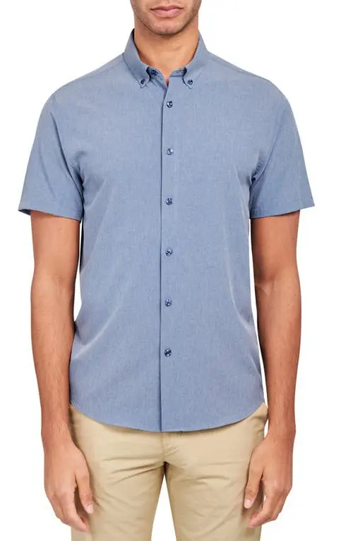 BROOKLYN BRIGADE Slim Fit 4-way Stretch Performance Shirt - Blue Heather