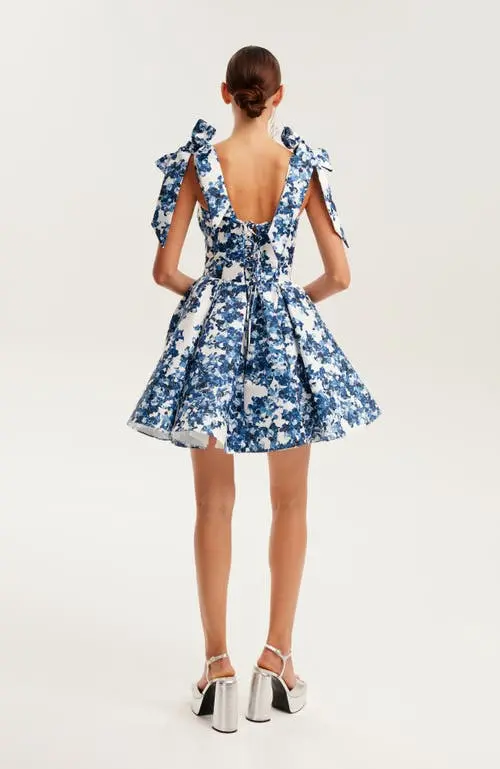 MILLA Fitted Bodice A-line Mini Dress - Blue-double