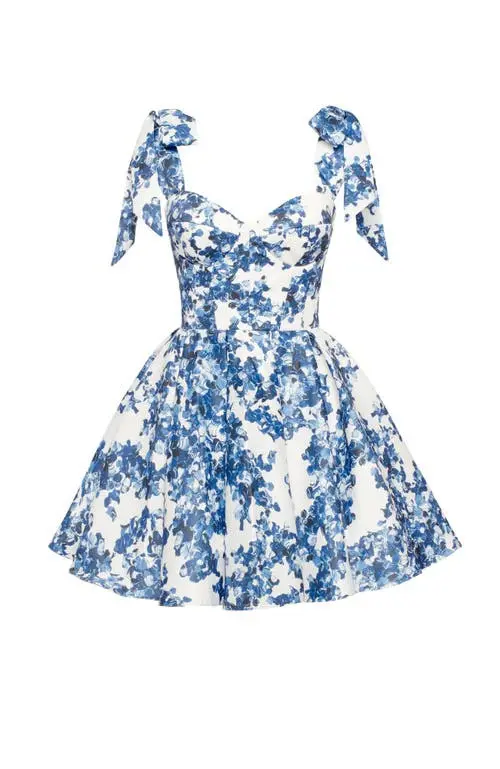 MILLA Fitted Bodice A-line Mini Dress - Blue-double