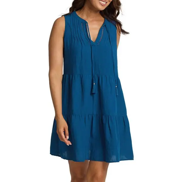 Tommy Bahama St. Lucia Tiered Sleeveless Cover-Up Dress - Indigo Tide |  Editorialist