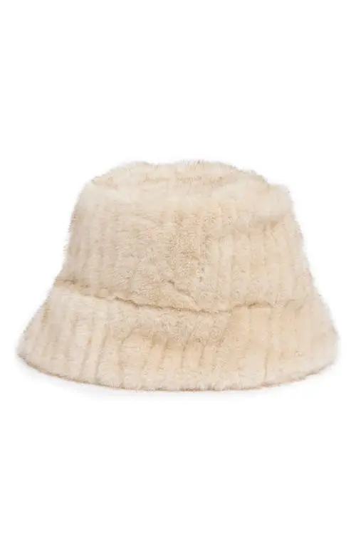 La Fiorentina Faux Fur Bucket Hat - Beige