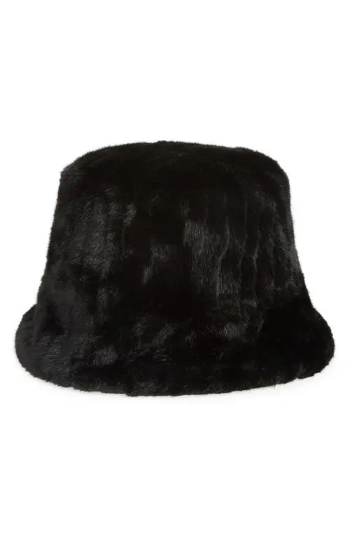 La Fiorentina Faux Fur Bucket Hat - Black