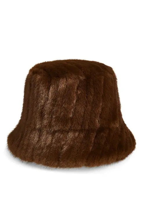 La Fiorentina Faux Fur Bucket Hat - Chocolate