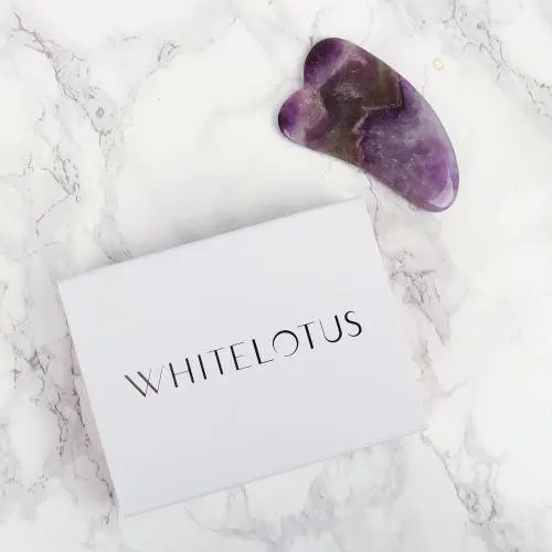 WHITE LOTUS BEAUTY Premium Amethyst Gua Sha