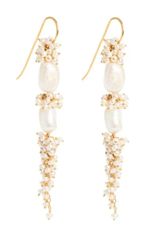 FREYA ROSE Baroque Pearl Drop Earrings - Gold