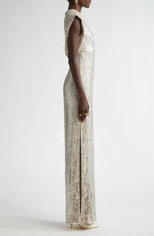St. John Sequin Embroidered Gown
