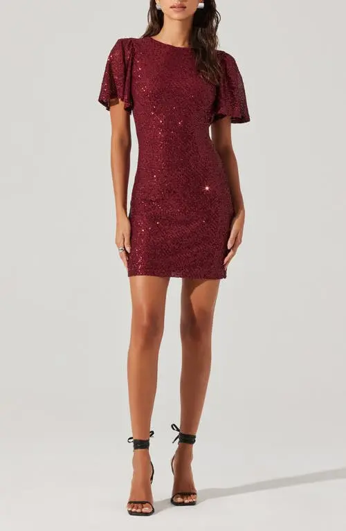 Astr The Label Sequin Mini Dress In Wine - 50% Off | Editorialist