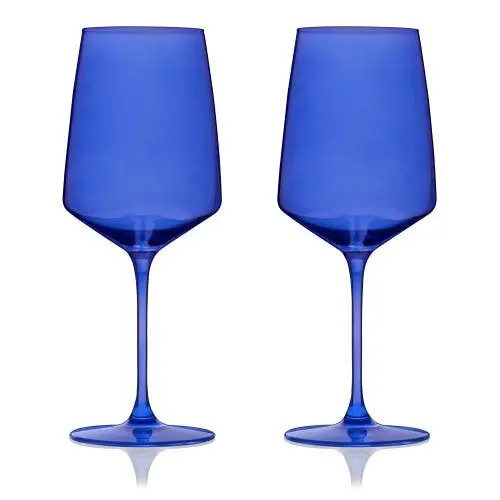 VISKI Reserve Nouveau Crystal Wine Glasses Set Of 2 - Blue