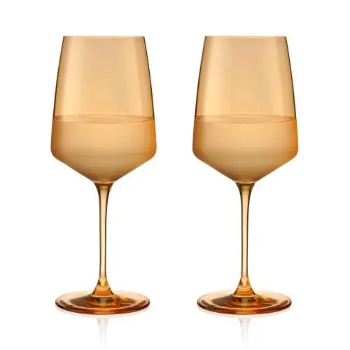 VISKI Reserve Nouveau Crystal Wine Glasses Set Of 2 - Topaz