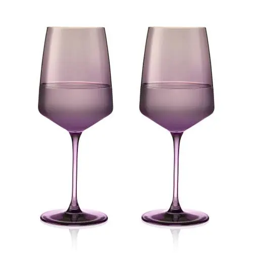 VISKI Reserve Nouveau Crystal Wine Glasses Set Of 2 - Violet