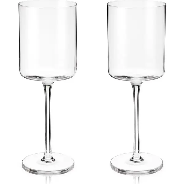 VISKI Laurel Crystal White Wine Glasses Set Of 2 - Clear