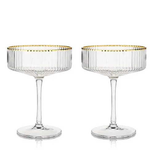 VISKI Meridian Crystal Coupe Glasses Set Of 2 - Clear