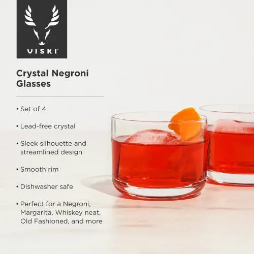 VISKI Raye Crystal Negroni Glasses Set Of 4