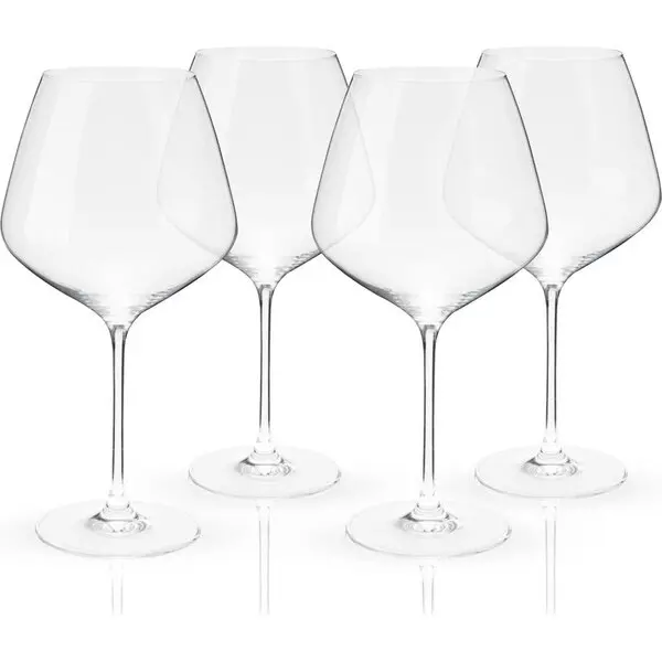 VISKI Reserve European Crystal Burgundy Glasses Set Of 4 - Clear