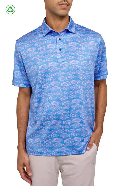 CON.STRUCT Regular Fit Regular Fit Fish Print Recycled Performance Golf Polo - Pink