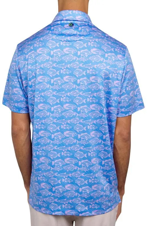 CON.STRUCT Regular Fit Regular Fit Fish Print Recycled Performance Golf Polo - Pink