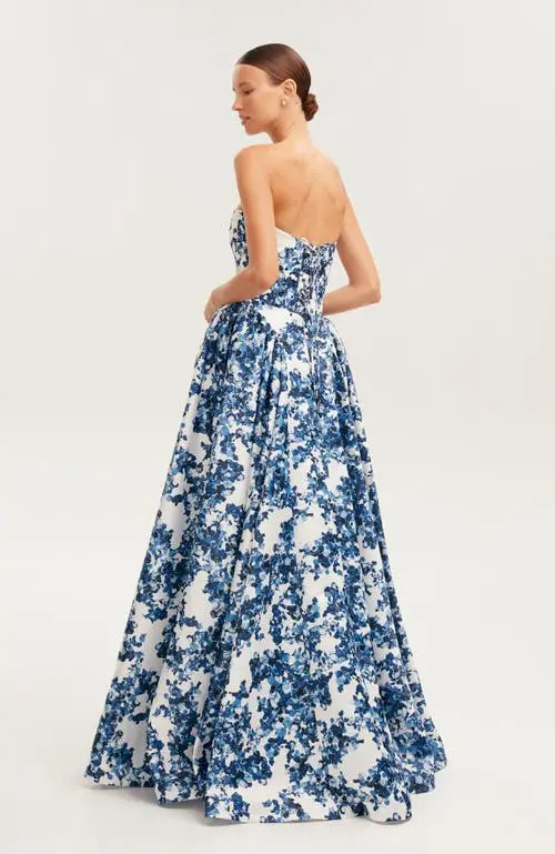 milla blue dress Blue Hydrangea strapped maxi dress main image 1