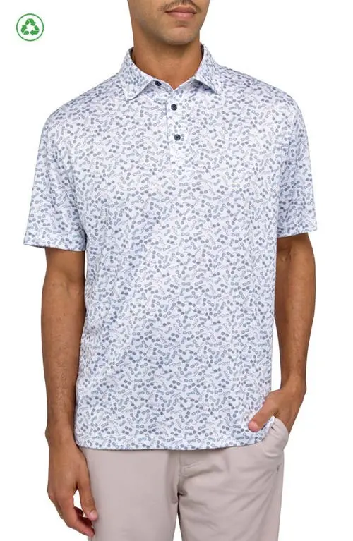CON.STRUCT Regular Fit Micro Sunglasses Print Recycled Performance Golf Polo - White/green