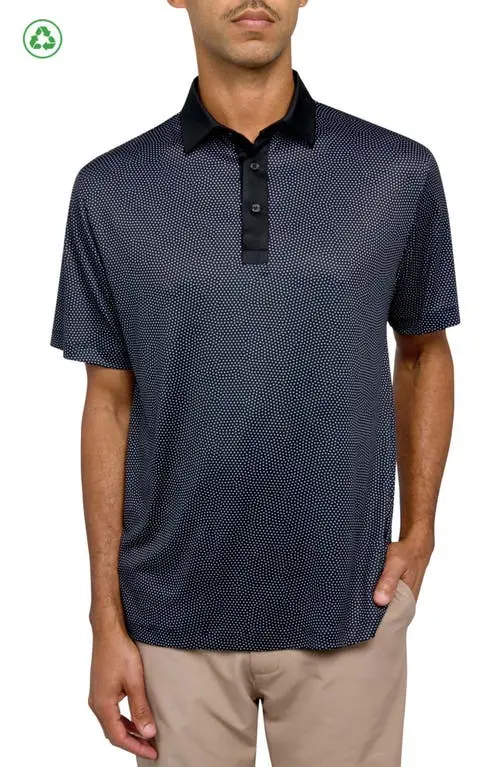 CON.STRUCT Dot Print Performance Golf Polo - Black/white