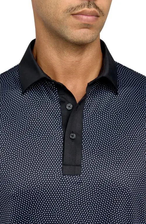 CON.STRUCT Dot Print Performance Golf Polo - Black/white