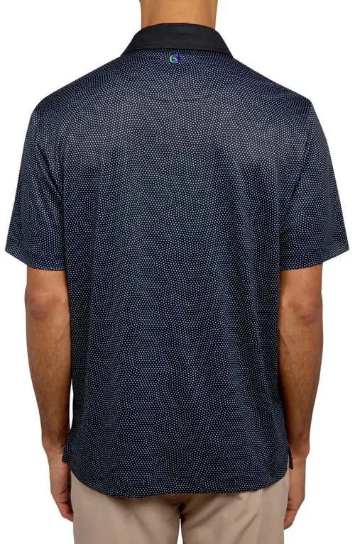 CON.STRUCT Dot Print Performance Golf Polo - Black/white