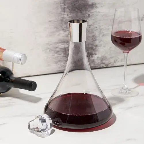 VISKI Irving Crystal Decanter With Chrome Rim