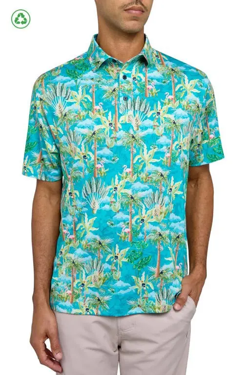 CON.STRUCT Regular Fit Tropical Birds Print Recycled Performance Golf Polo - Multi