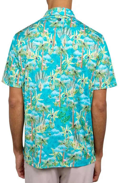 CON.STRUCT Regular Fit Tropical Birds Print Recycled Performance Golf Polo - Multi