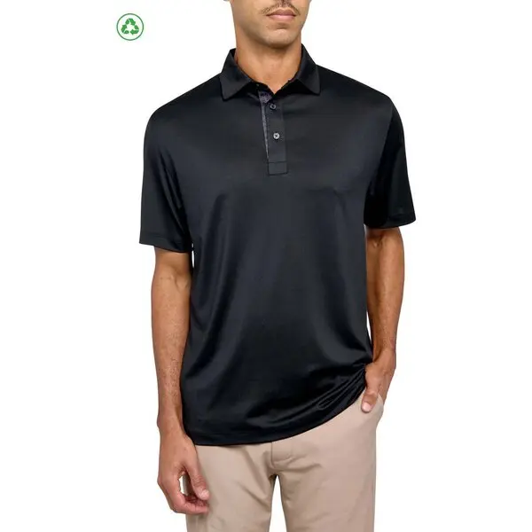 CON.STRUCT Regular Fit Solid Recycled Performance Golf Polo - Black