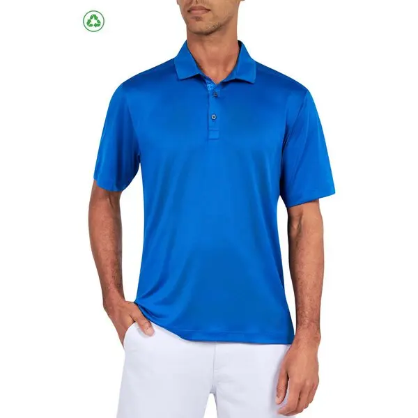 CON.STRUCT Regular Fit Solid Recycled Performance Golf Polo - Blue