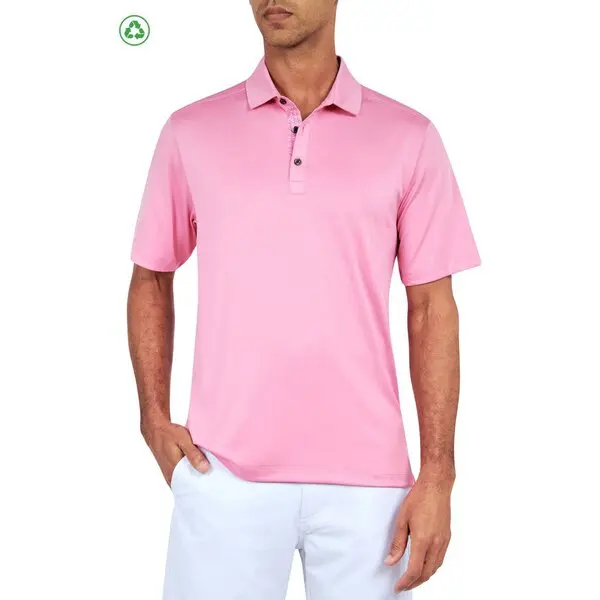 CON.STRUCT Regular Fit Solid Recycled Performance Golf Polo - Pink